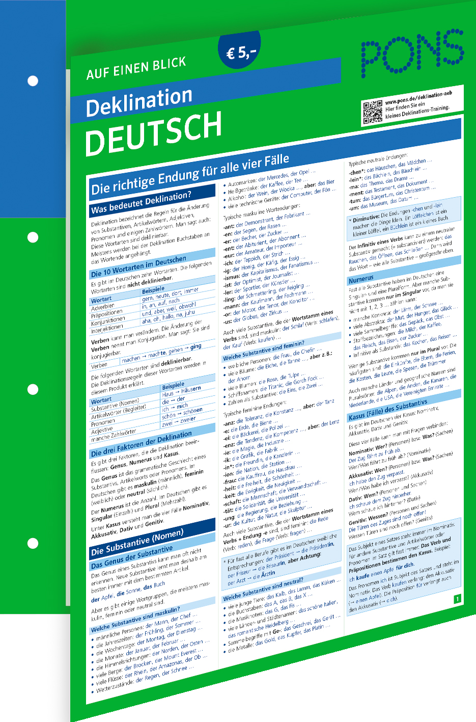 PONS Deklination Deutsch auf einen Blick | 978-3-12-562373-6 PONS Deklination Deutsch auf einen Blick | 978-3-12-562373-6